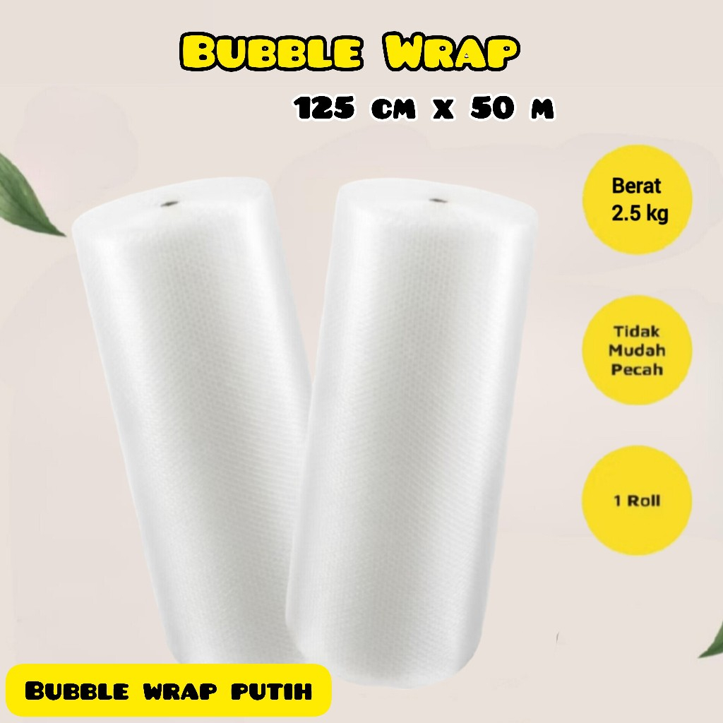 Jual Bubble Wrap Putih Roll Berat 2.5 Kg 125 cm x 50 m Plastik Kemasan ...