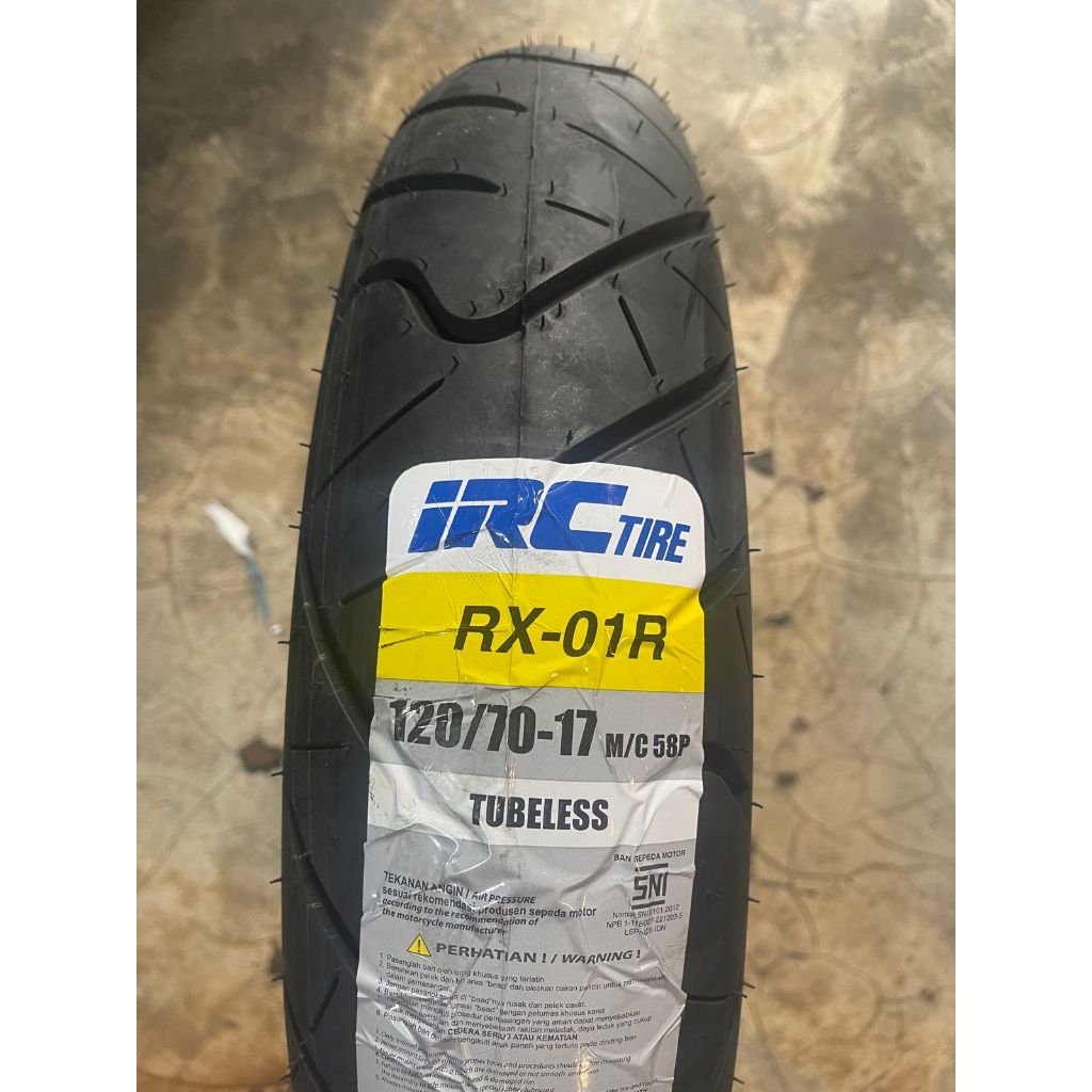 Jual BAN TUBELESS RING 17 UKURAN 120/70-17 RX01-R MERK IRC ORIGINAL NEW ...