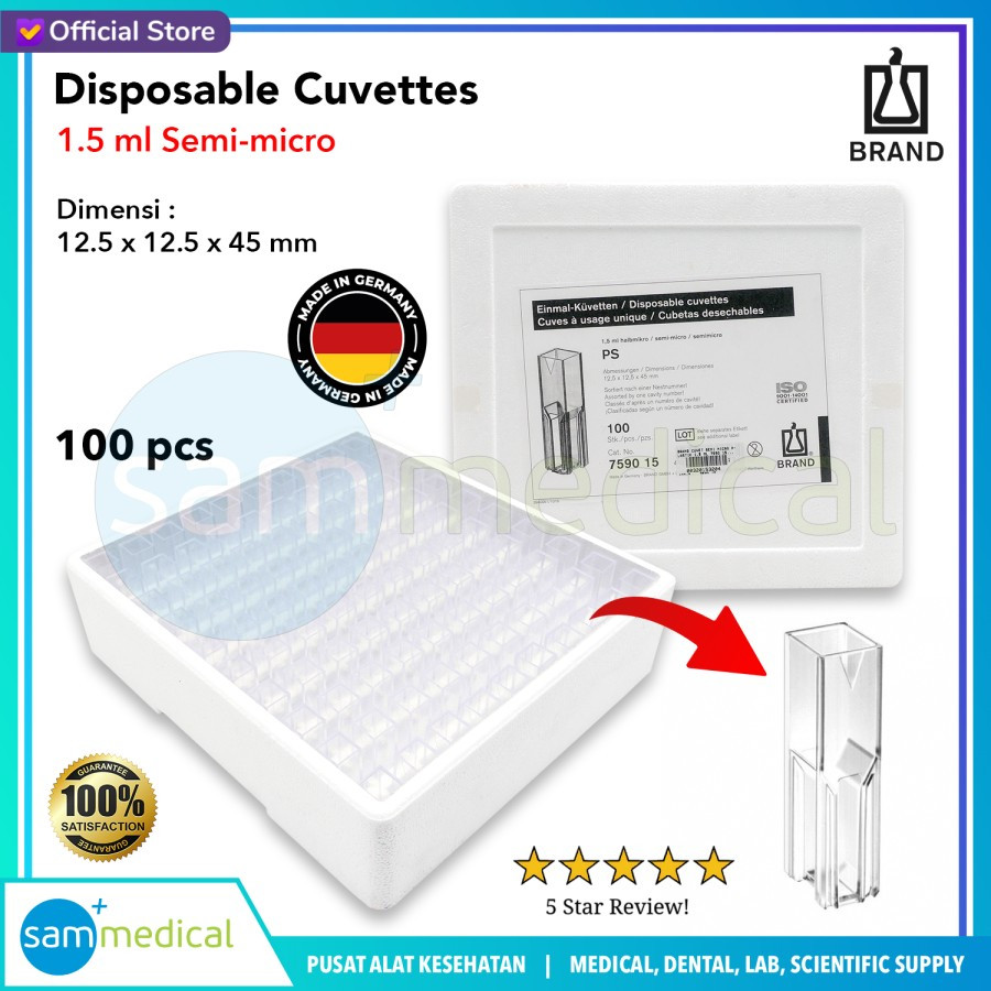 Jual BRAND Semi - MICRO CUVETTE Disposable / Kuvet 1.5 ml / Kuvet mikro ...
