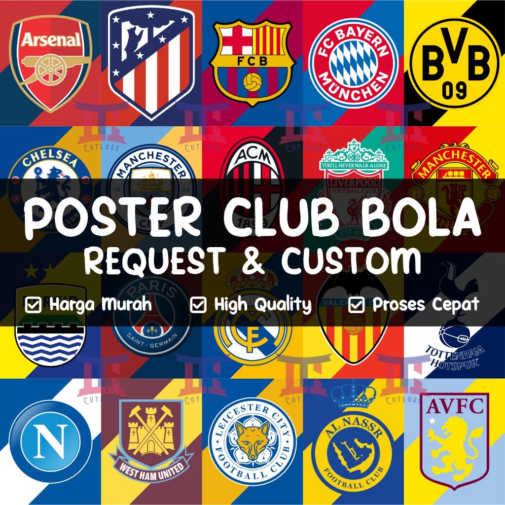 Jual Poster Club Bola Logo Klub Sepakbola Football Indonesia Hiasan ...