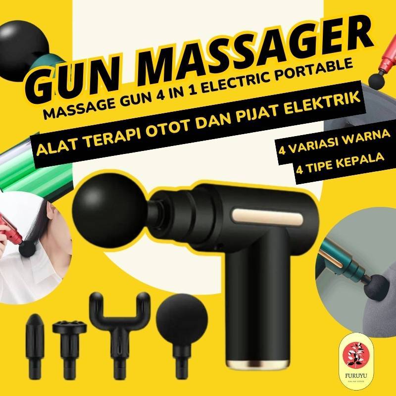 Jual Alat Mesin Pijat Pijet Pijit Pemijat Mini Digital Elektrik Getar Massage Gun 4 IN 1 Terapi ...