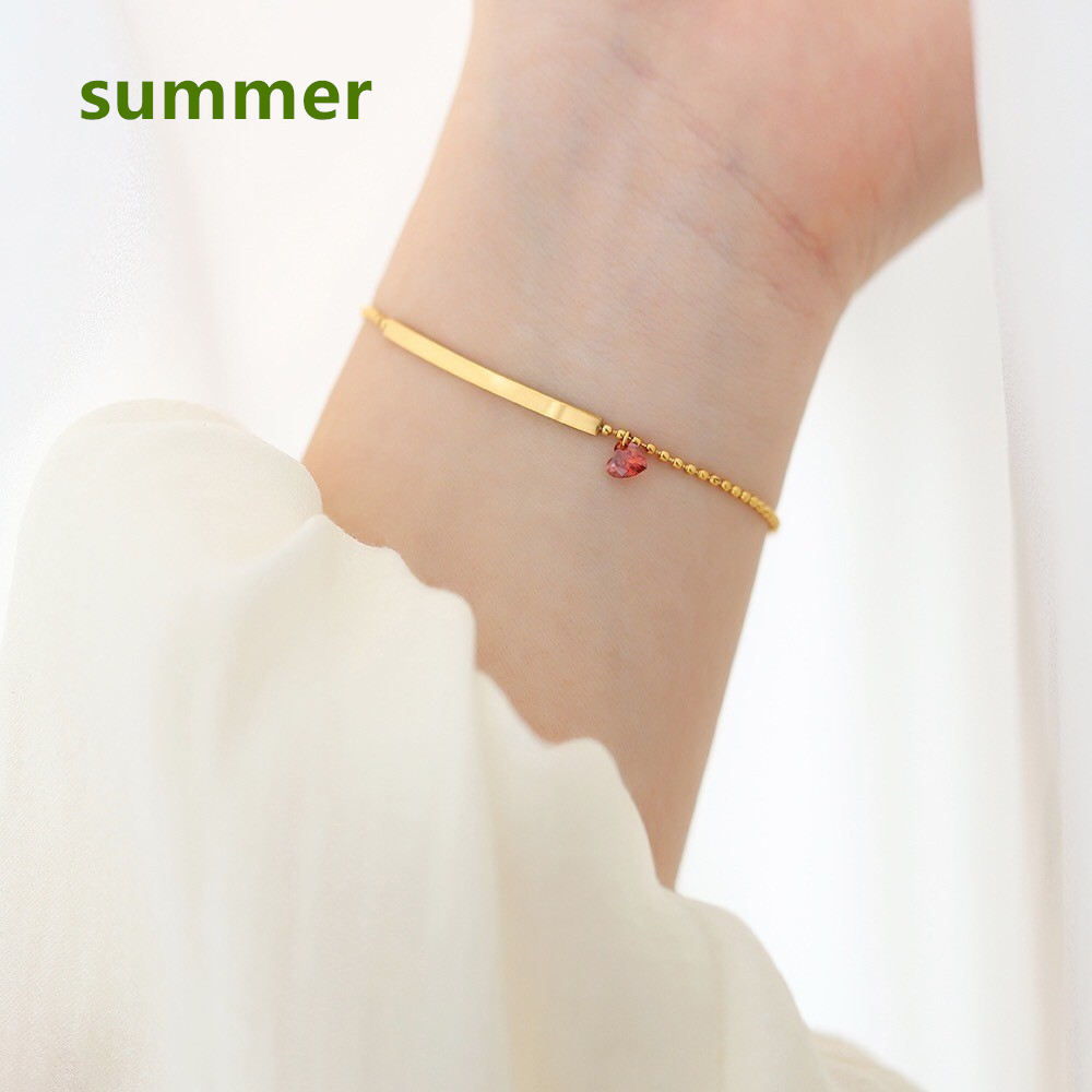 Jual Gelang titanium kristal hati merah sederhana untuk wanita cocok ...