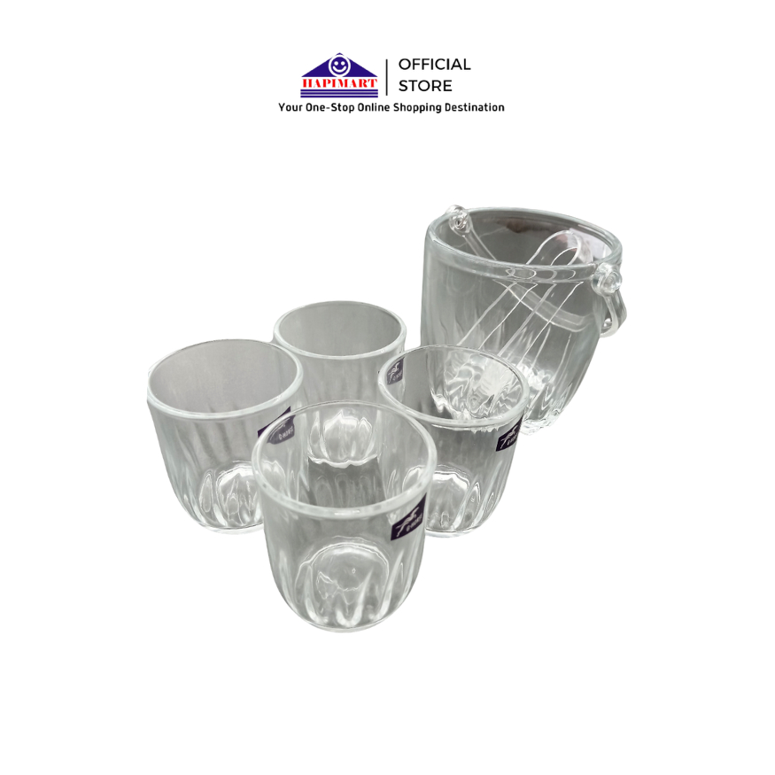Jual Glass Ice Bucket/Tempat Es Batu/Wadah Es Batu Acrylic 1 Set dengan ...