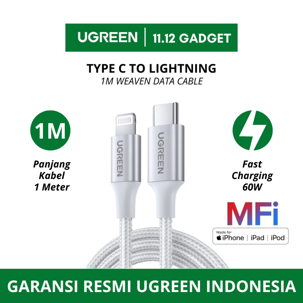 Jual UGREEN Kabel Data iPhone iPad MFi USB Lightning Dan Type C To Lightning FAST Charging ...