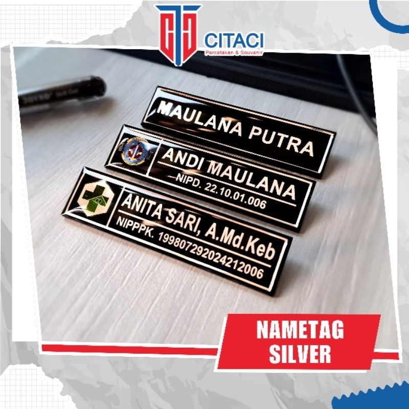 Jual BED NAMA SILVER, PIN NAMA, PAPAN NAMA (PENITI & MAGNET) | Shopee ...