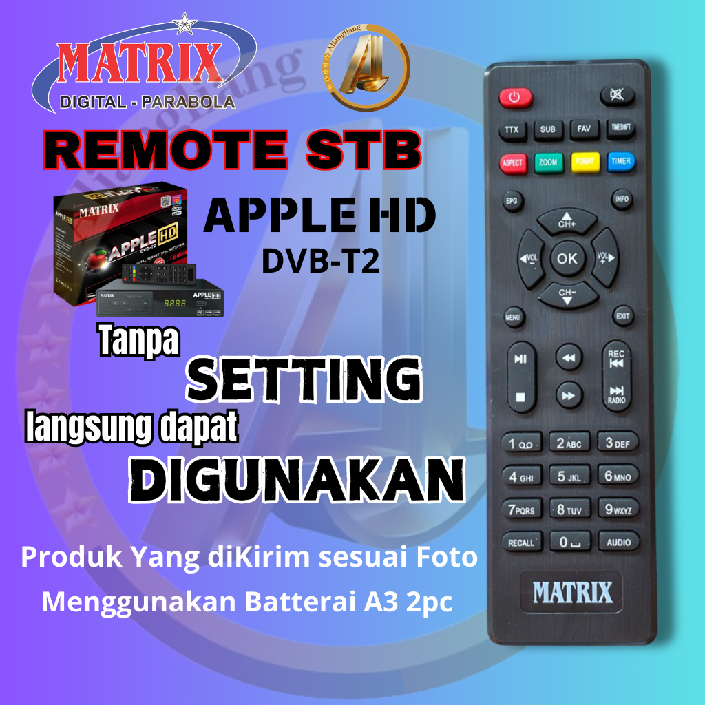 Jual Remote Remot STB Set Top Box MATRIX Apple Merah DVB T2 | Shopee ...