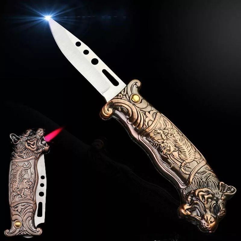 Jual KOREK API KEPALA MACAN TENGKORAK NAGA BARA PLUS PISAU | Shopee ...