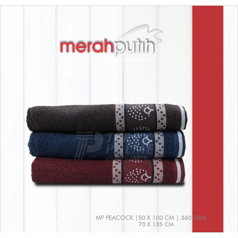 Jual Handuk Merah Putih Motif Peacock 70x135 cm | Shopee Indonesia