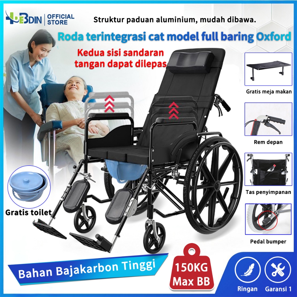 Jual BD⚡COD⚡ Kursi roda 24 inci / Kursi Roda Lipat Portable Wheelchair / Kursi Roda Medis ...