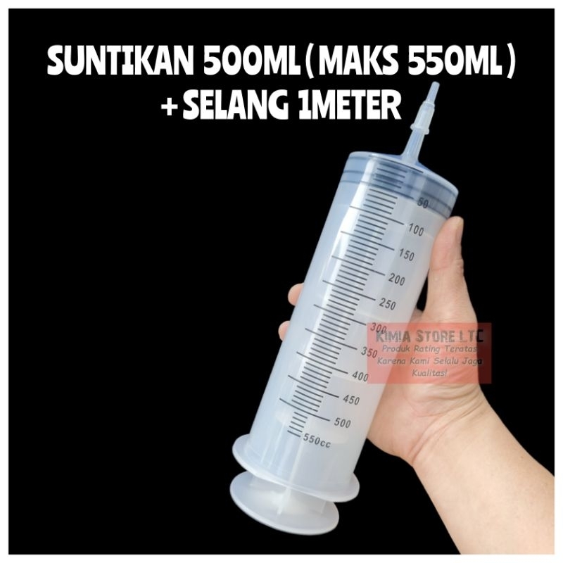 Jual SUNTIKAN JUMBO 500ML + SELANG / Syringe 500ML + Selang 1Meter ...