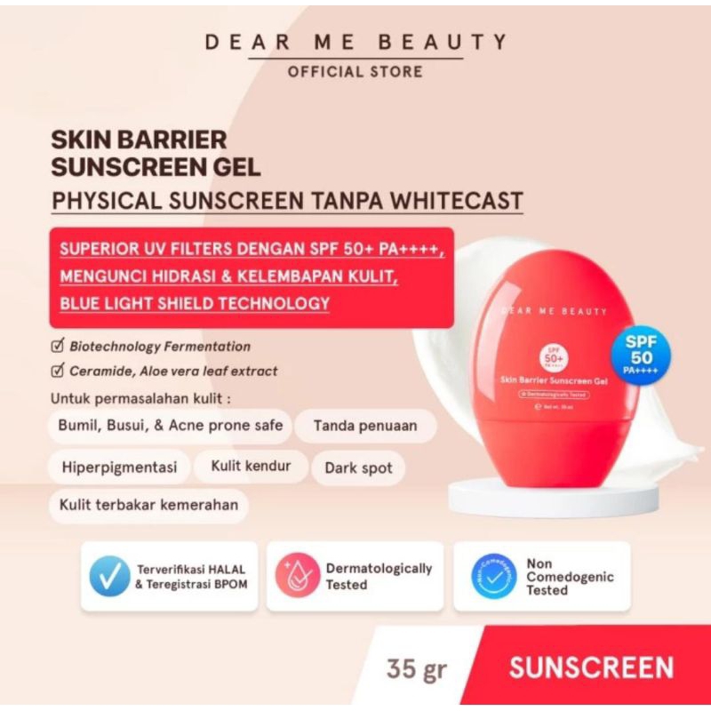 Jual Dear Me Beauty Skin Barrier Sunscreen SPF50 PA++++ | Shopee Indonesia