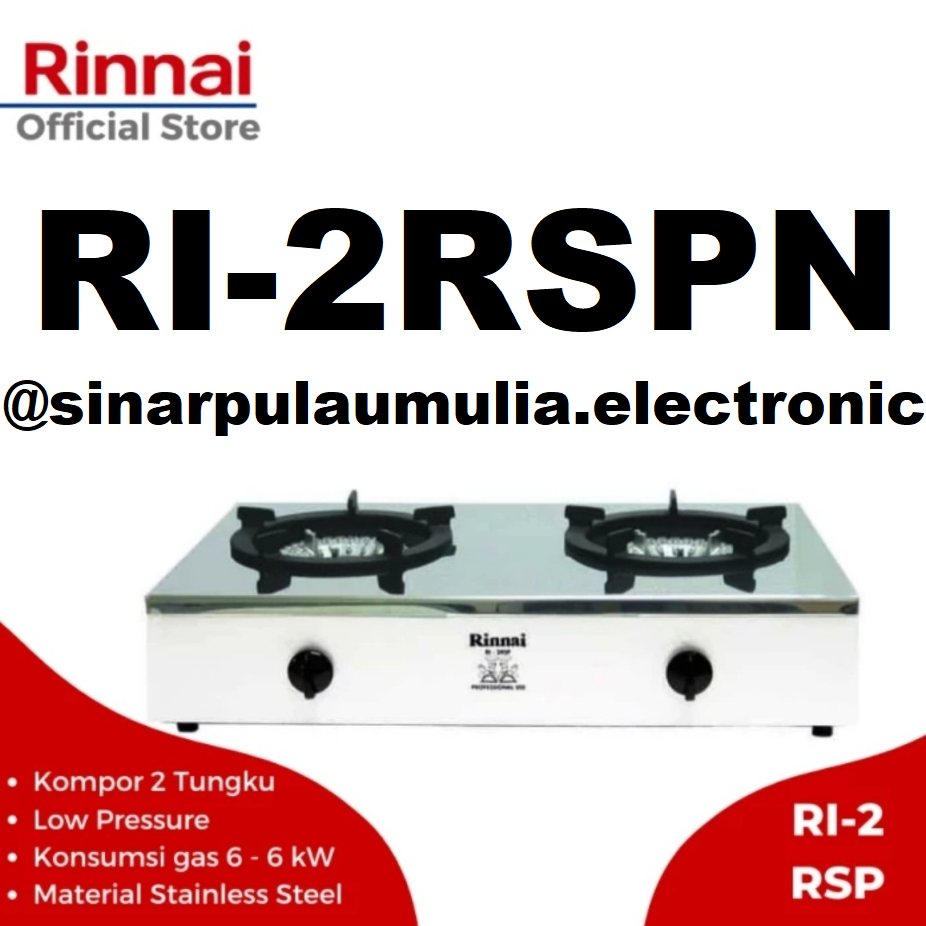 Jual Rinnai Kompor Gas 2 Komersil Low Pressure - RI-2RSPN / RI 2 RSPN ...