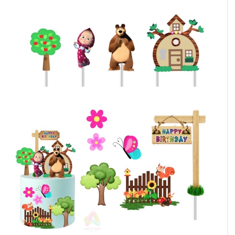 Jual topper karakter marsha/hiasan kue ulang tahun/topper karakter ...