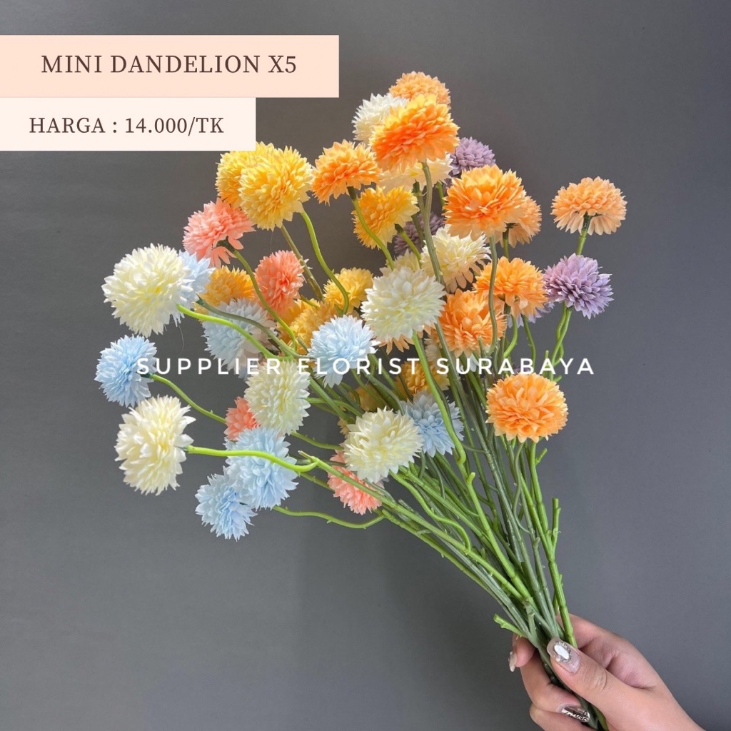 Jual [MINI DANDELION X5] BUNGA PALSU DANDELION CABANG 5 ARTIFICIAL ...