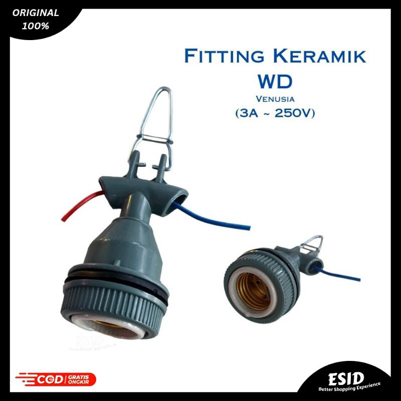 Jual VENUSIA FITTING KERAMIK WD | Fitting Lampu Led / Dop Gantung Keramik WD SNI | Shopee Indonesia