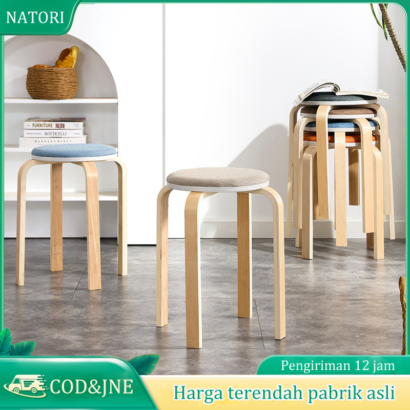 Jual Kursi Makan Kursi Cafe Bulat Bangku kayu Kursi Minimalis | Shopee ...