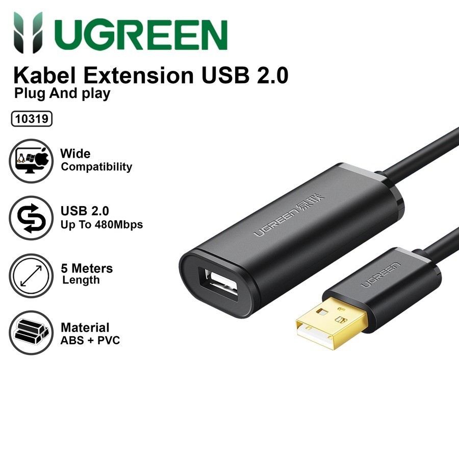 Jual Kabel USB 2.0 Active Extension 5 Meter UGREEN 10319 kabel ...