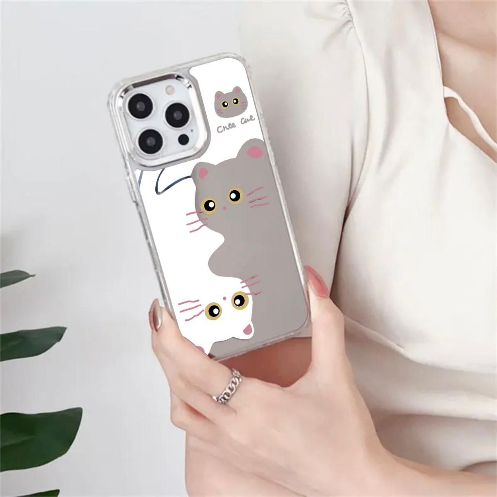Jual New White Cat Aesthetic Case - Kawaii Spiegel Mirror Case/Casing ...