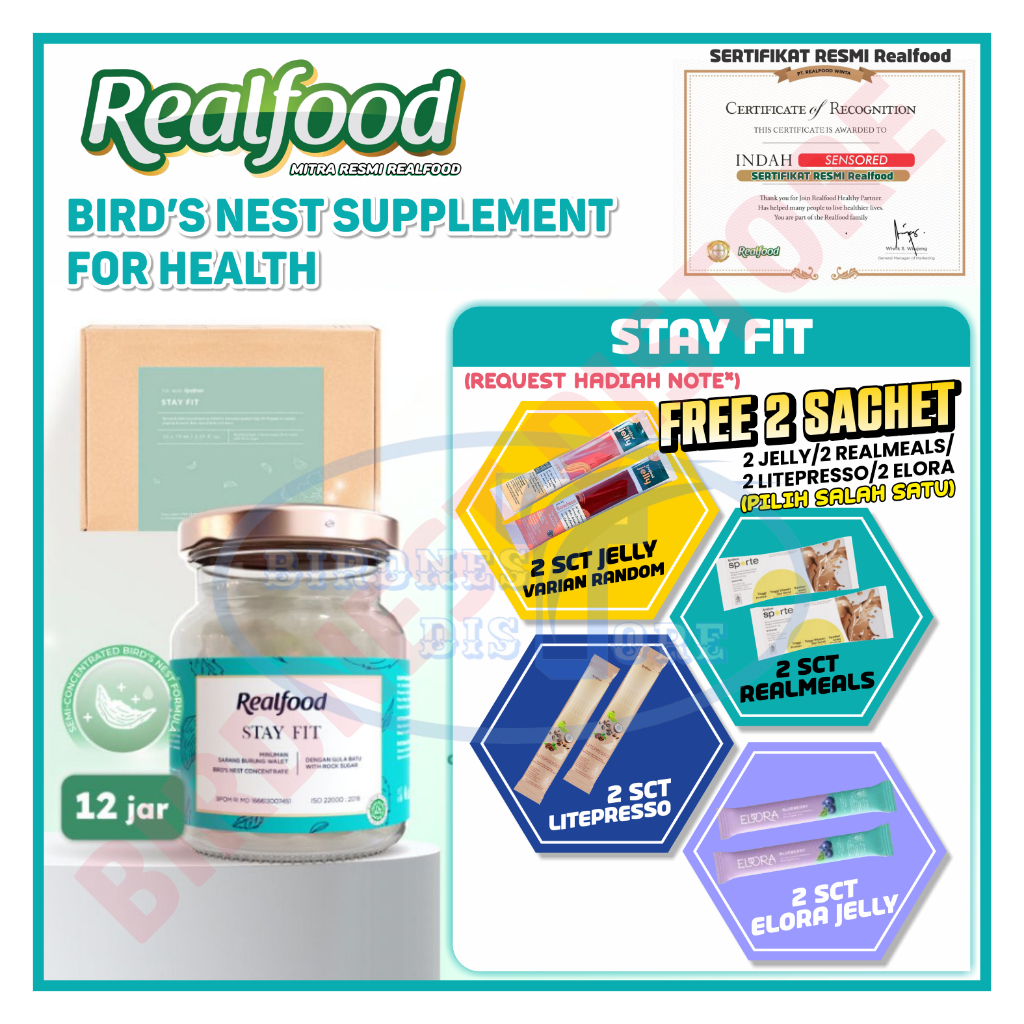 Jual Realfood Stay Fit Isi 12 Jar MInuman Sarang Burung Walet | Shopee ...