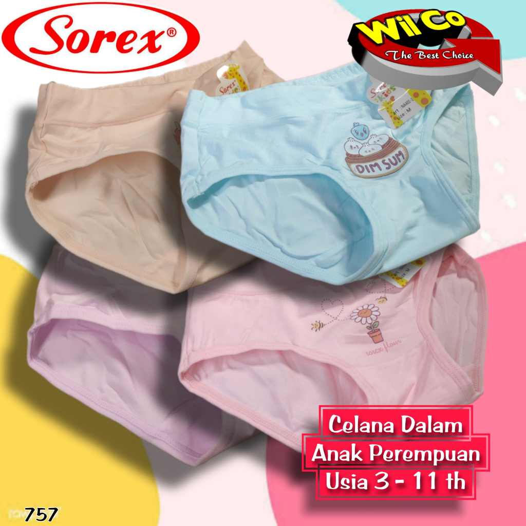 Jual K757 (3-6 pcs) Sorex Kids Celana Dalam Anak Perempuan, Cd Anak Perempuan Size M - XL Usia 3 ...