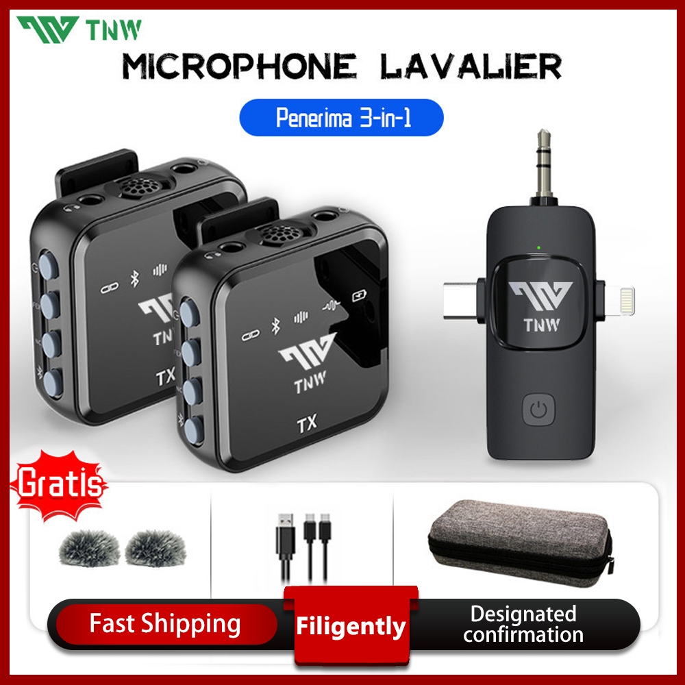 Jual TNW Wireless Microphone Professional Wireless 2 Mikrofon untuk HP ...