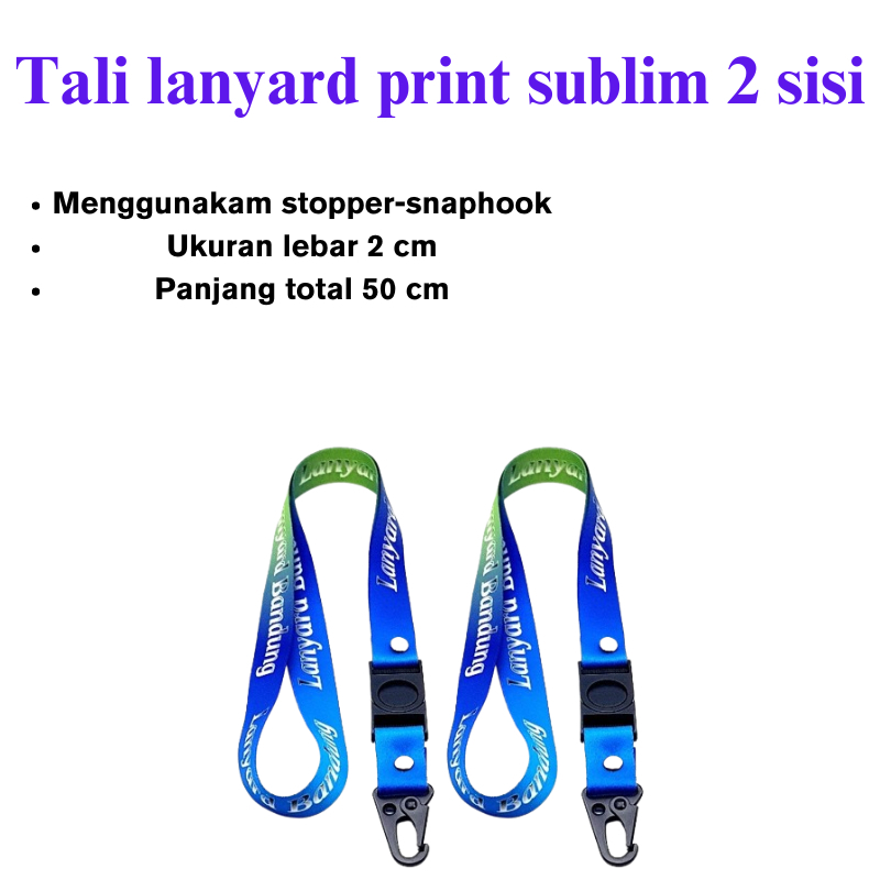 Jual tali lanyard print sublim 2cm cetak 2 muka / tali id card printing ...