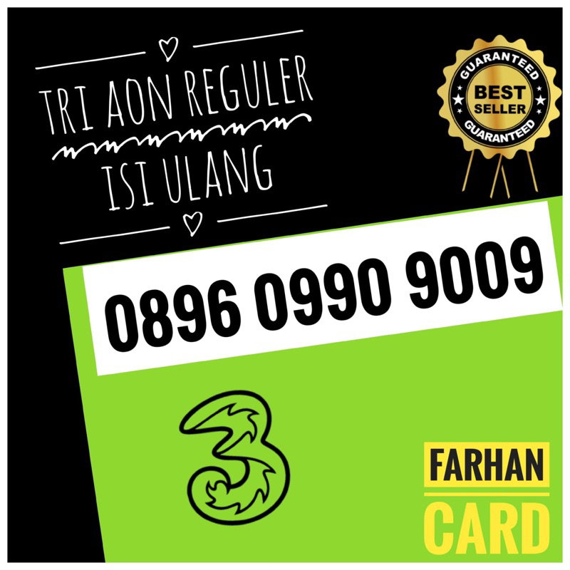 Jual kartu perdana three nomor cantik tri super minimalis 4 varian 0990 ...