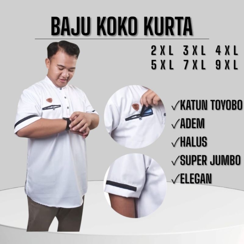 Jual Baju Koko kurta dewasa M L XL XXL Baju Koko jumbo terbaru 9XL 7XL ...