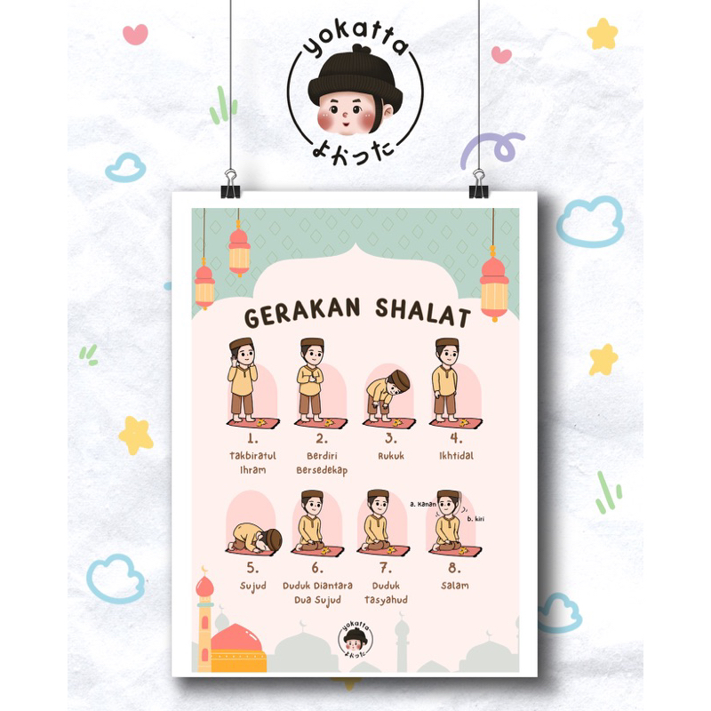Jual Poster Edukasi Anak Tema Gerakan Sholat | Shopee Indonesia