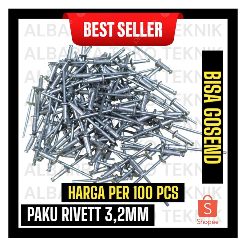 Jual ECERAN Paku Rivet Ecer Ukuran 3,2mm / Harga Per 100 pcs / Paku ...
