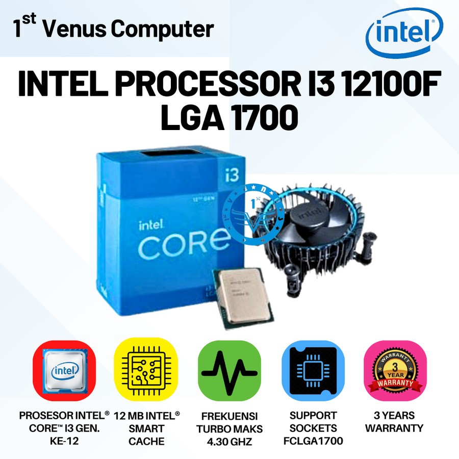 Jual INTEL PROCESSOR I3 12100F LGA 1700/PRO71-INL | Shopee Indonesia