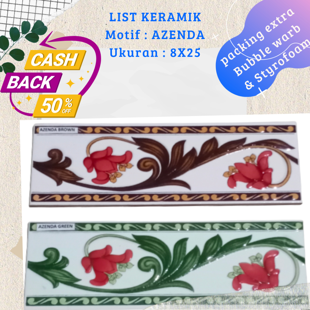 Jual List keramik dinding minimalis motif azenda ukuran 8x25 / grosir ...