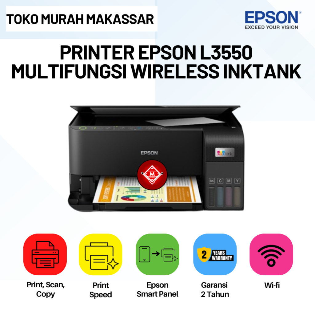 Jual Printer Epson L3550 Multifungsi Print Scan Copy Wireless Inktank / Printer L3550 | Shopee ...