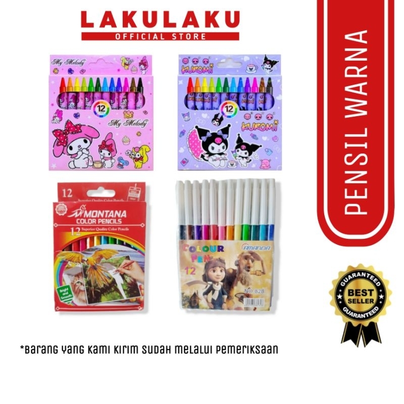Jual LAKULAKU Spidol Warna / Pensil Warna Kecil / Crayon Warna Set 12 ...