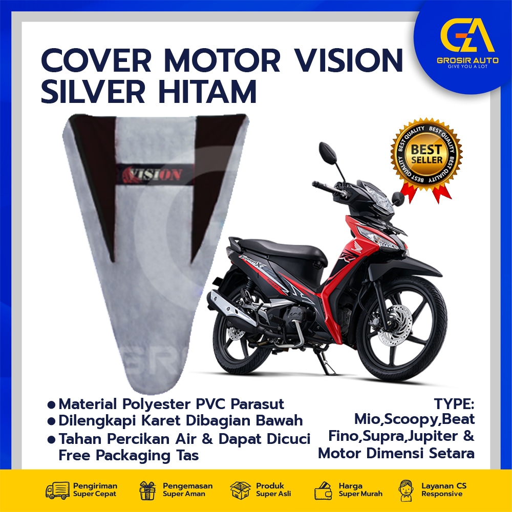 Jual Cover Motor / Selimut Pelindung Sarung Motor / Penutup Motor Supra X Vision Silver Hitam ...