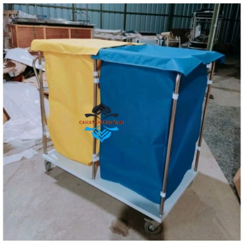 Jual Trolly laundry double bag / Trolly laundry besi / Trolly linen ...