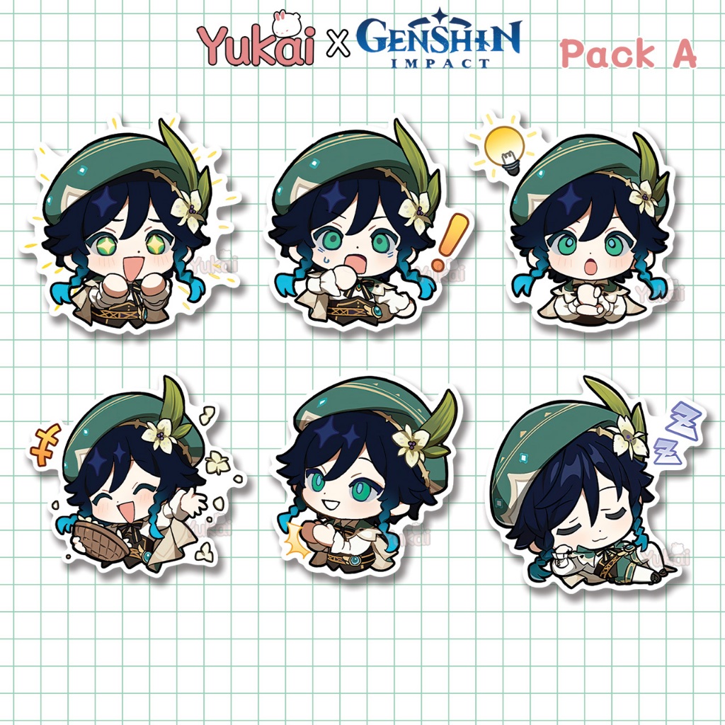 Jual Stiker Pack Venti Genshin Impact Premium, Sticker Anime Waterproof ...