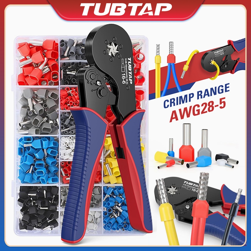 Jual TUBTAP Pro-Grade Crimping Tool & Tang Ferrule Set 0.08–16mm² (AWG ...