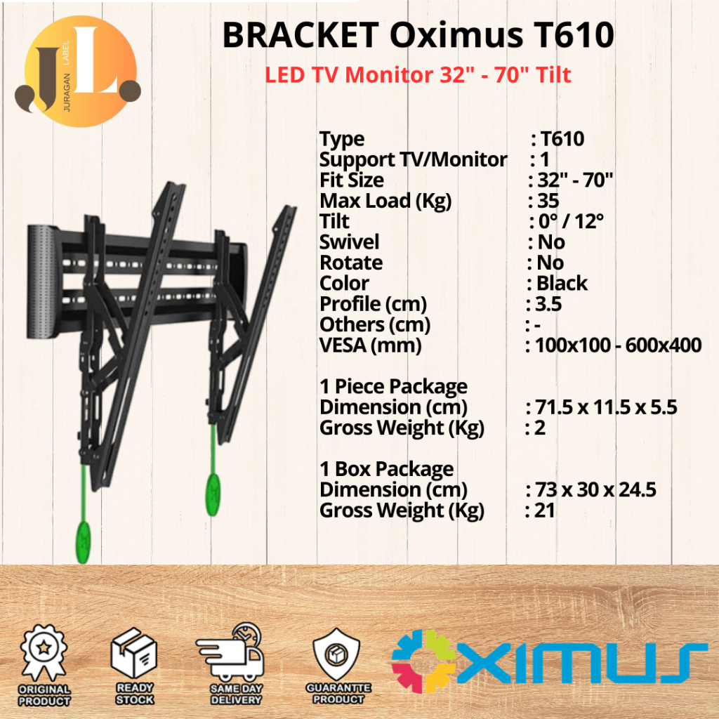 Jual BRACKET Oximus Aquila T610 LED TV Monitor 32"-70" Tilt | Shopee ...