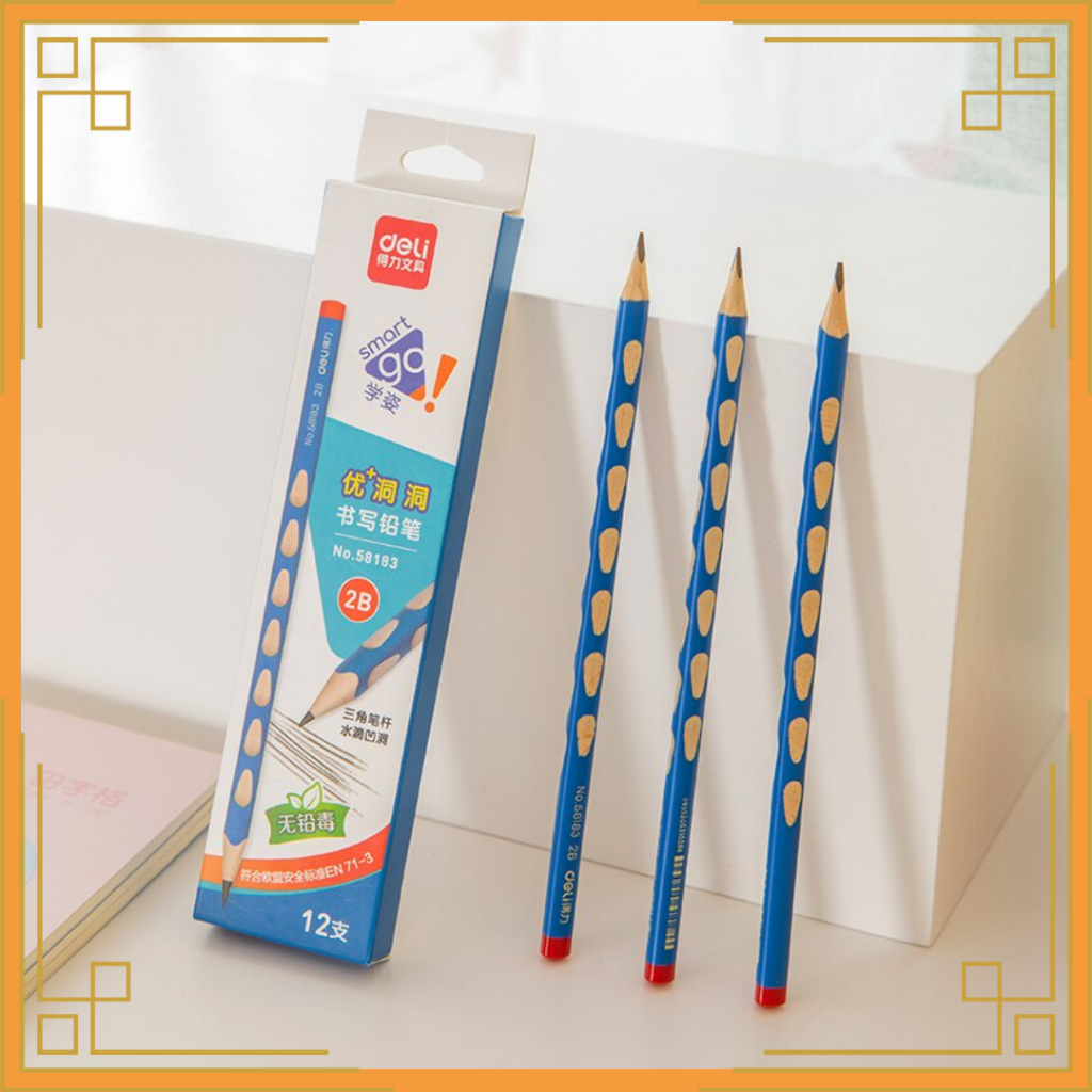Jual DELI Pensil 2b segitiga desain ergonomis 58183 (12pcs) | Shopee ...