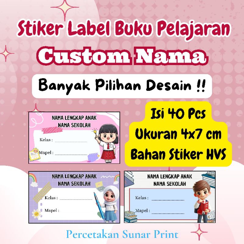Jual (Part 1) STIKER LABEL BUKU PELAJARAN CUSTOM NAMA DAN SEKOLAH ...
