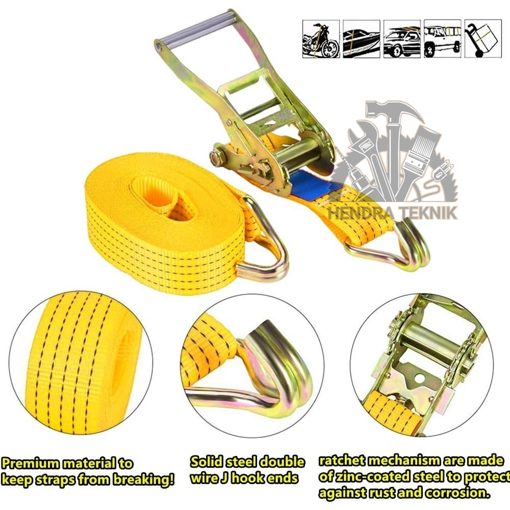 Jual CARGO LASHING TALI KRETEK 2" INCH 8M 10M 12M 5TON RACHET TIE DOWN ...