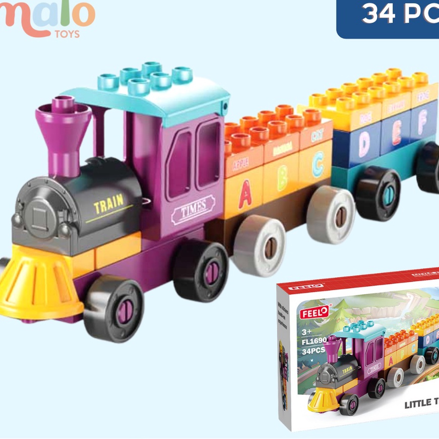 Jual FG2 MALOTOYS Feelo Train Bricks 34 pcs Building Blocks Kereta Api 34pcs Kereta Mainan Anak ...
