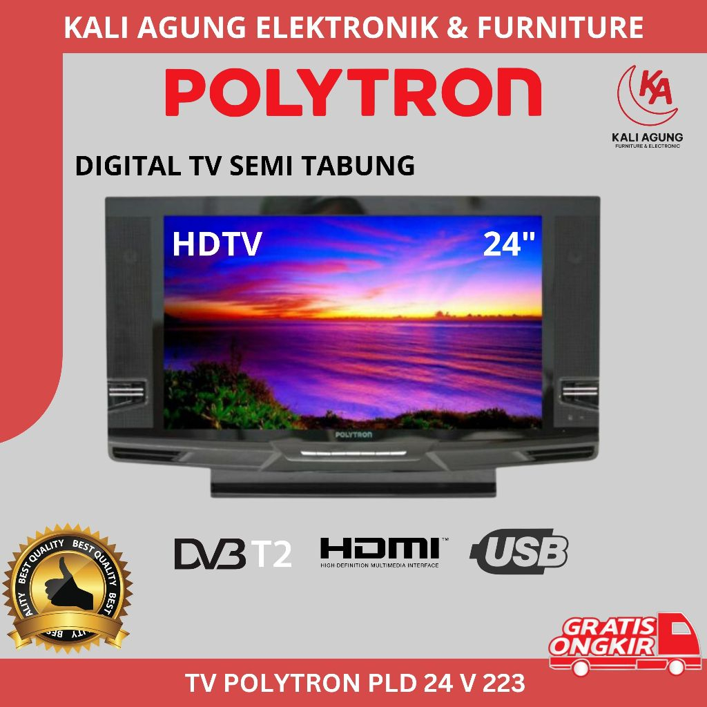 Jual TV TABUNG LED POLYTRON 24 IN / DIGITAL / PLD 24 V 223 / GRATIS ...