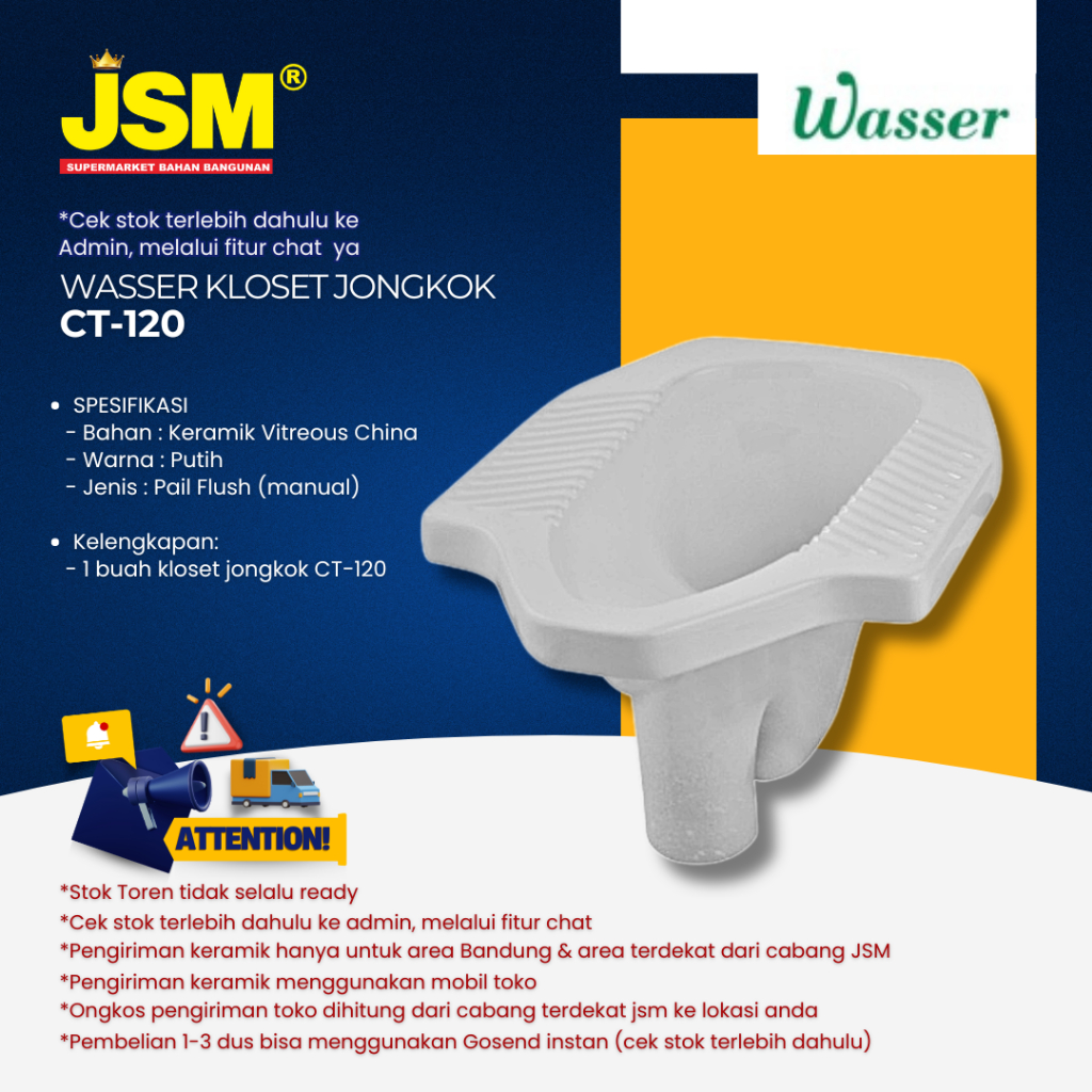 Jual Wasser Closet Jongkok Pail Flush Full Trap CT-120 - JSM ...