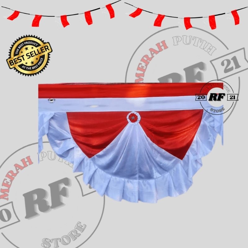 Jual [ M ] BACKGROUND MERAH PUTIH ABUTAY | 10 Gelombang Bendera merah putih umbul umbul regazi ...
