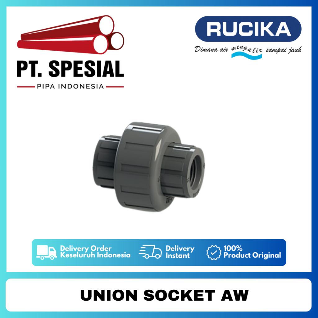 Jual Water Mur Moor Polos AW 3/4 Inch PVC Rucika / Union Socket AW PVC ...