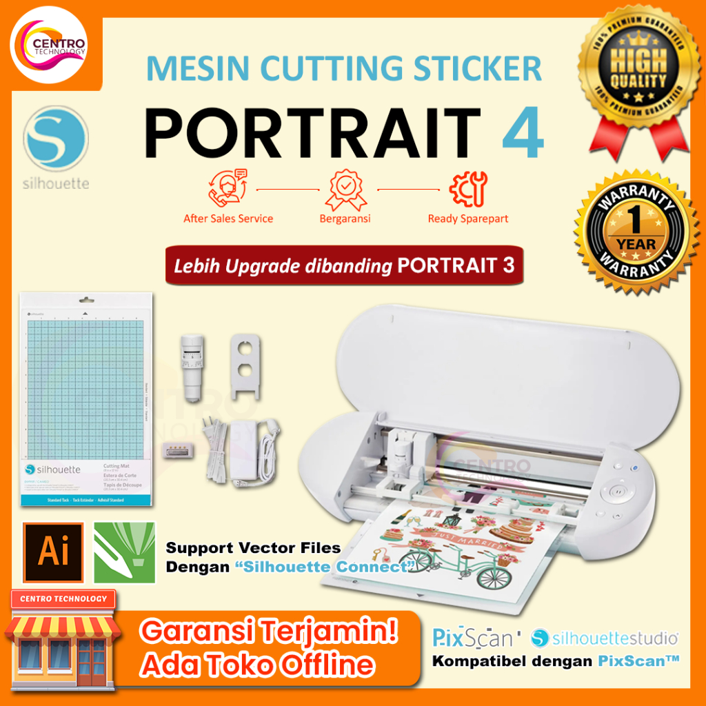 Jual Mesin Cutting Sticker Silhouette Portrait 4 Auto Contour Ukuran A4 ...
