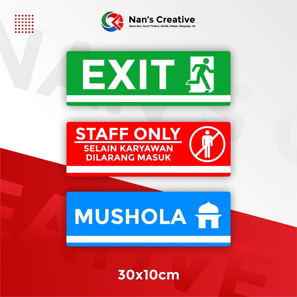 Jual SIGN BOARD/ PAPAN AKRILIK EXIT/STAFF ONLY/MUSHOLA/Signane akrilik ...