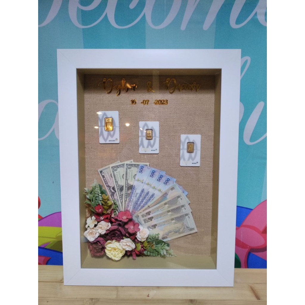 Jual MAHAR 3D BINGKAI KAYU FIGURA KACA DEKORASI BUNGA RUSTIC SIAP PAKAI ...